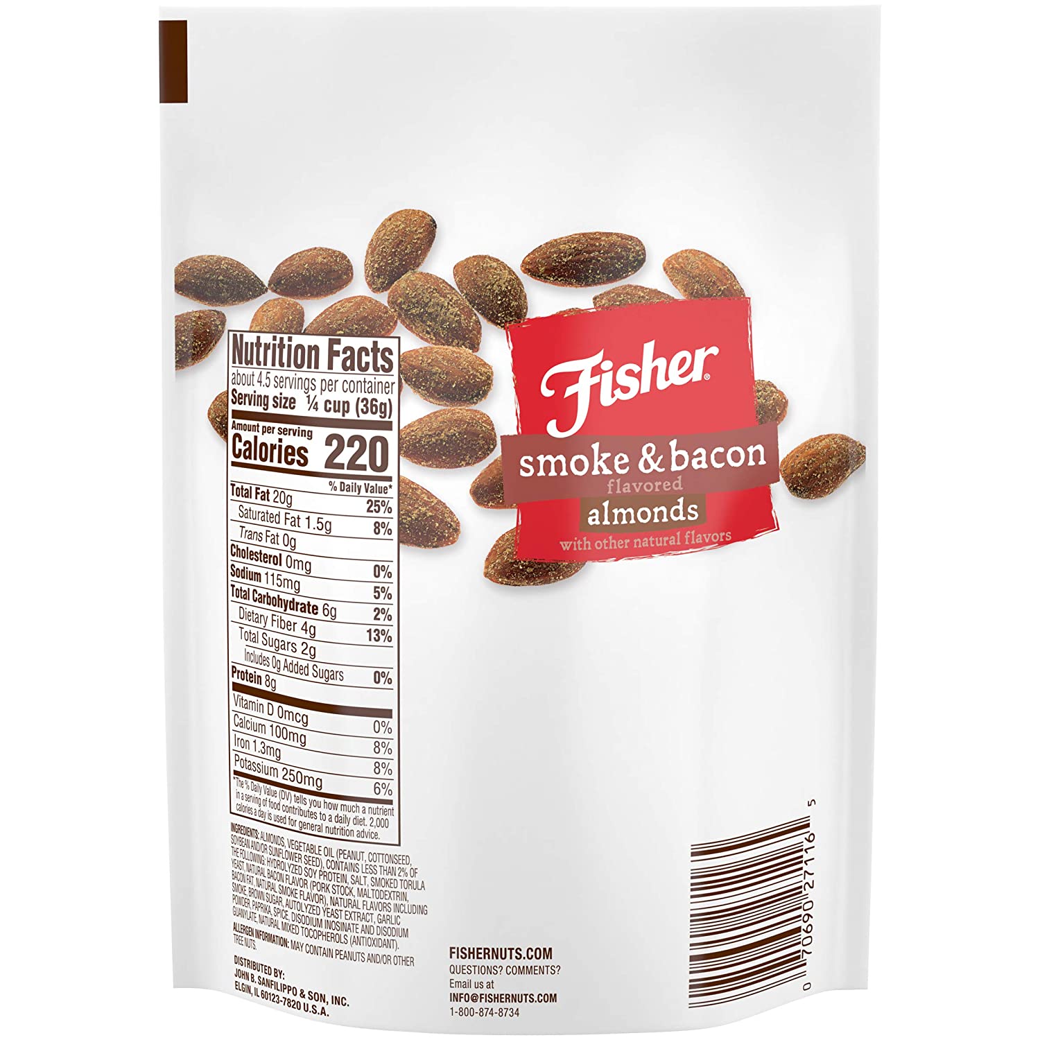 Smoke and Bacon Flavored Almonds, 5.5oz – Fisher Nuts