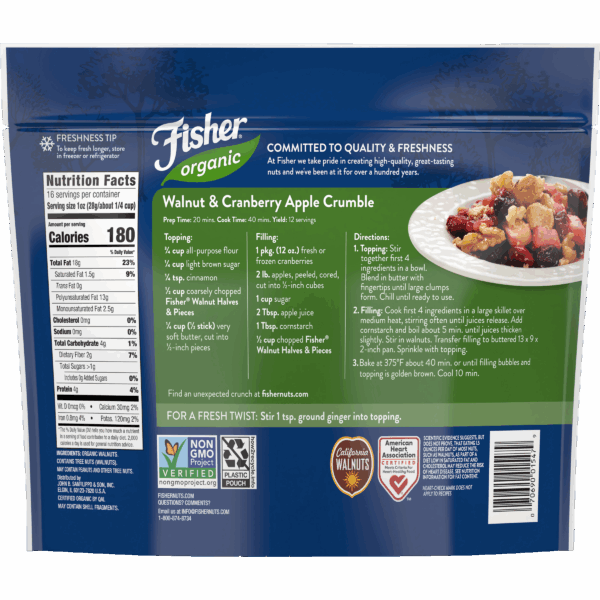 Organic Walnut Halves & Pieces, 16oz – Fisher Nuts